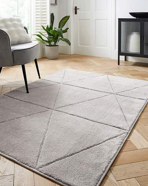 Sara Carved Triangle Rug Grey - Homemaker - Size: 80X150 by JD Williams ...