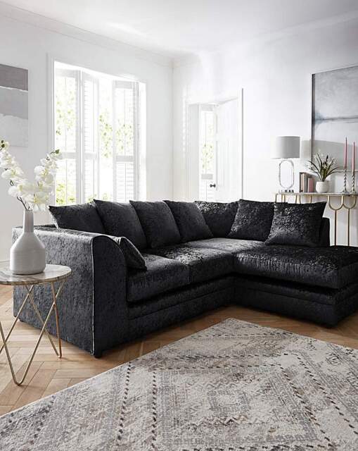 Chicago Right Hand Corner Chaise Sofa Black by JD Williams | ufurnish.com