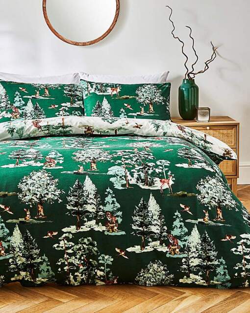 Woodland Scene Duvet Cover Set Forest Green - JD Williams - Size ...
