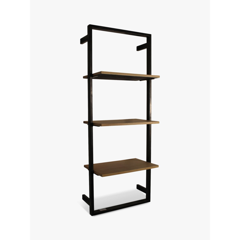 One.World Avondale Wall-Mounted Metal Bookcase with 3 Wooden Shelves ...