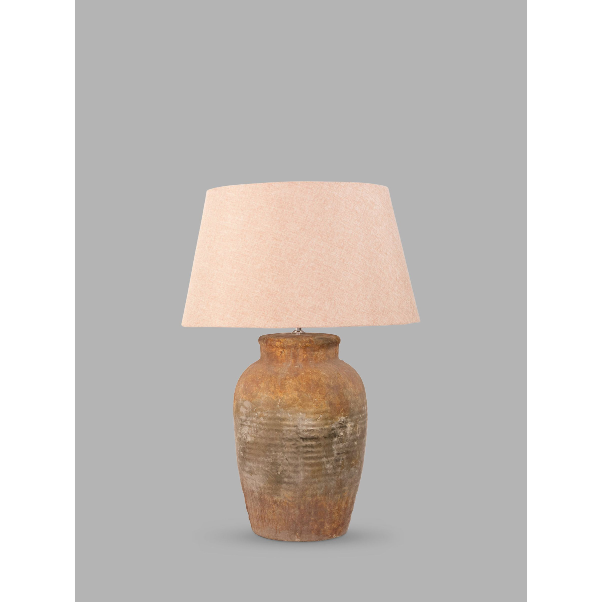 One.World Birkdale Rustic Base Linen Shade Table Lamp, Stone by John ...