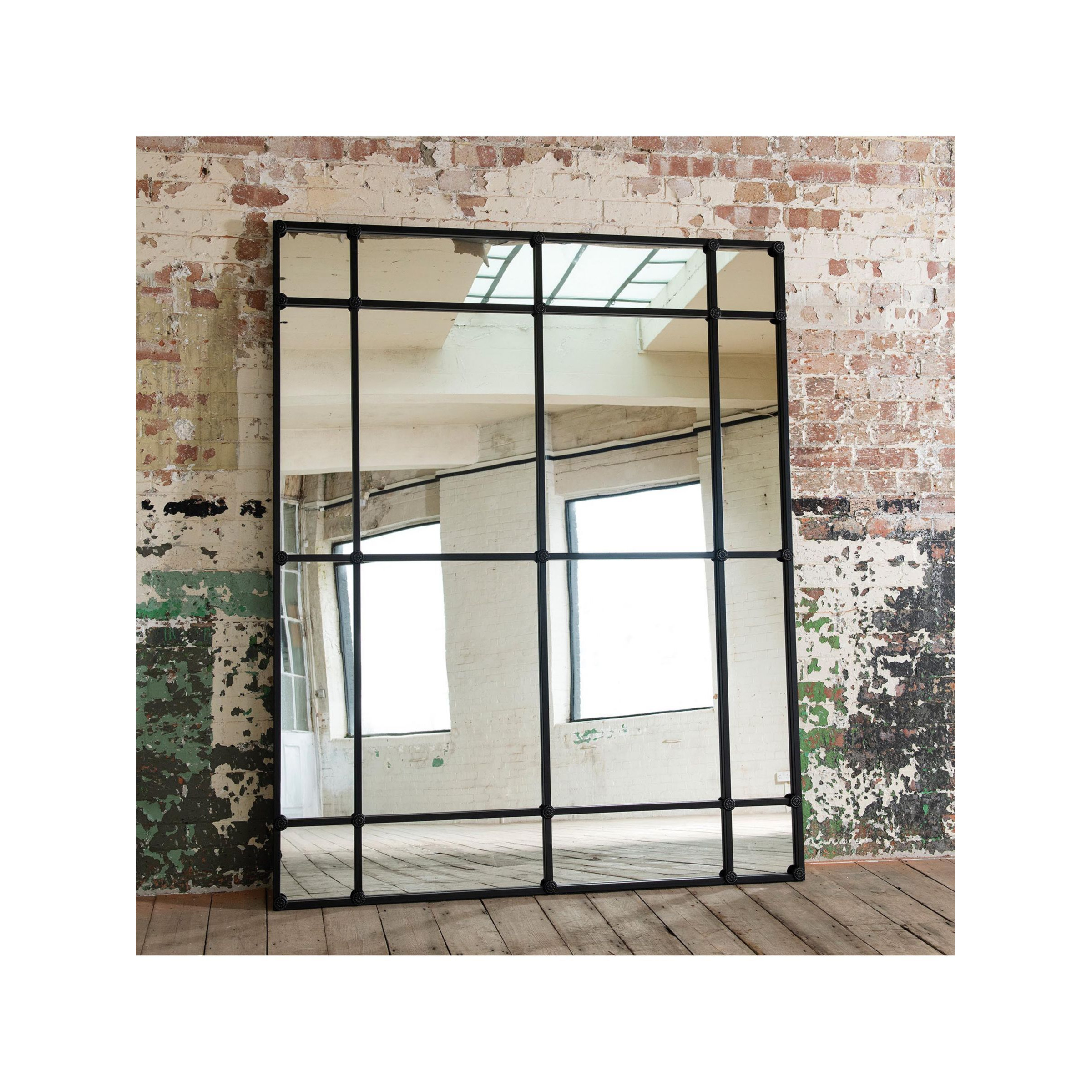 One.World Fairfield Rectangular Metal Window Wall Mirror, 200 x 160cm, Black by John Lewis ...