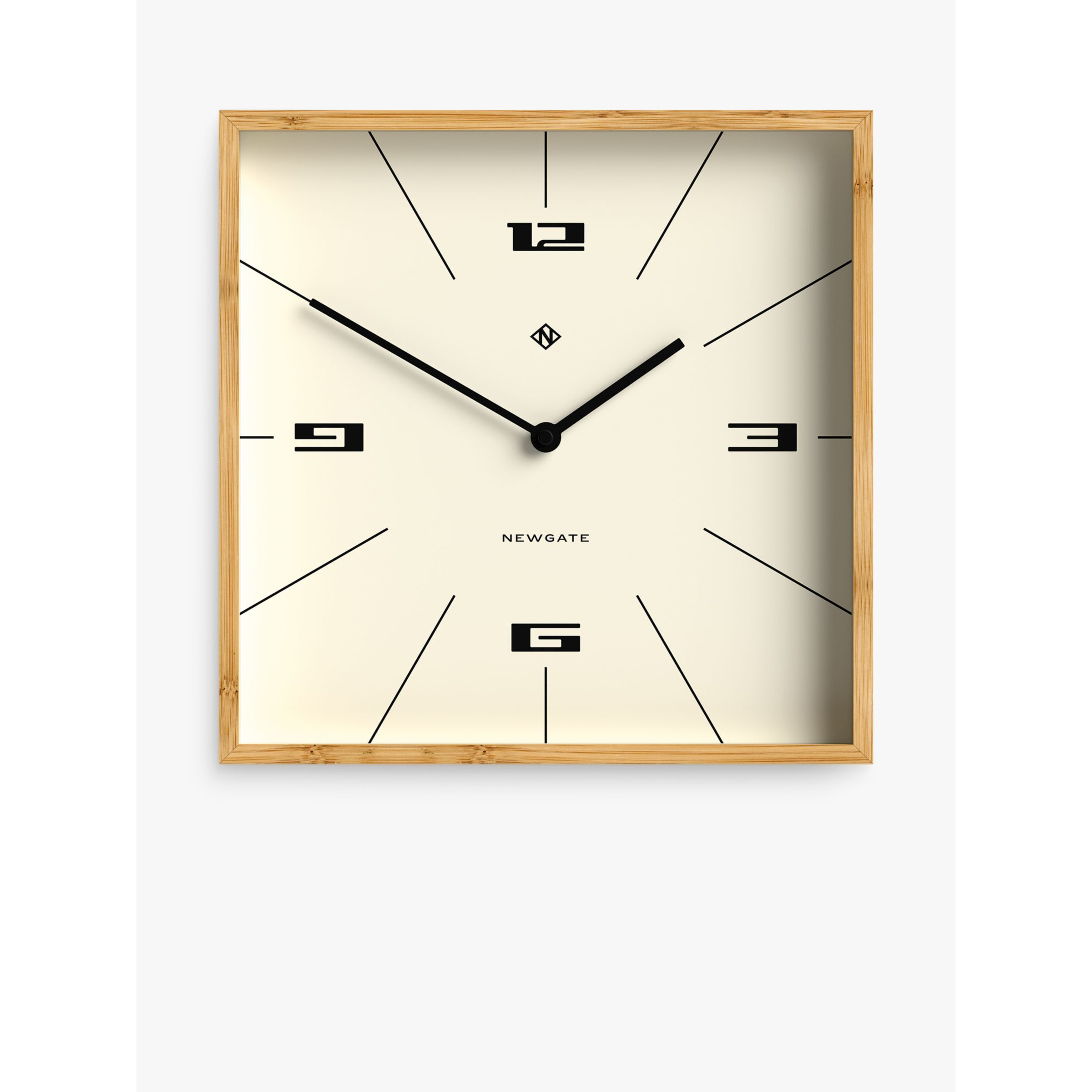 Newgate Clocks Fiji Square Bamboo Analogue Wall Clock, 30cm, Natural by ...