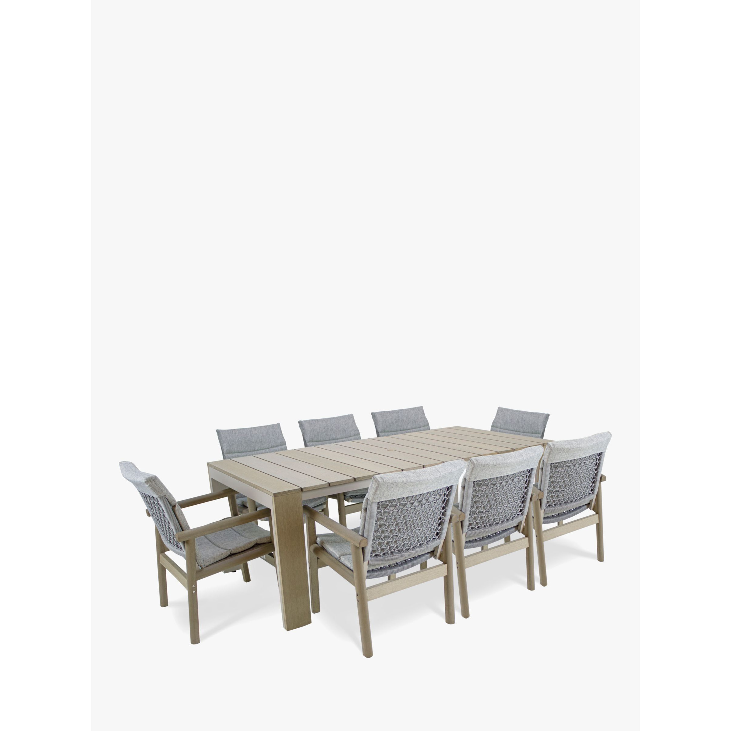 KETTLER Mali 8-Seater Garden Dining Table & Chairs Set, Natural by John ...