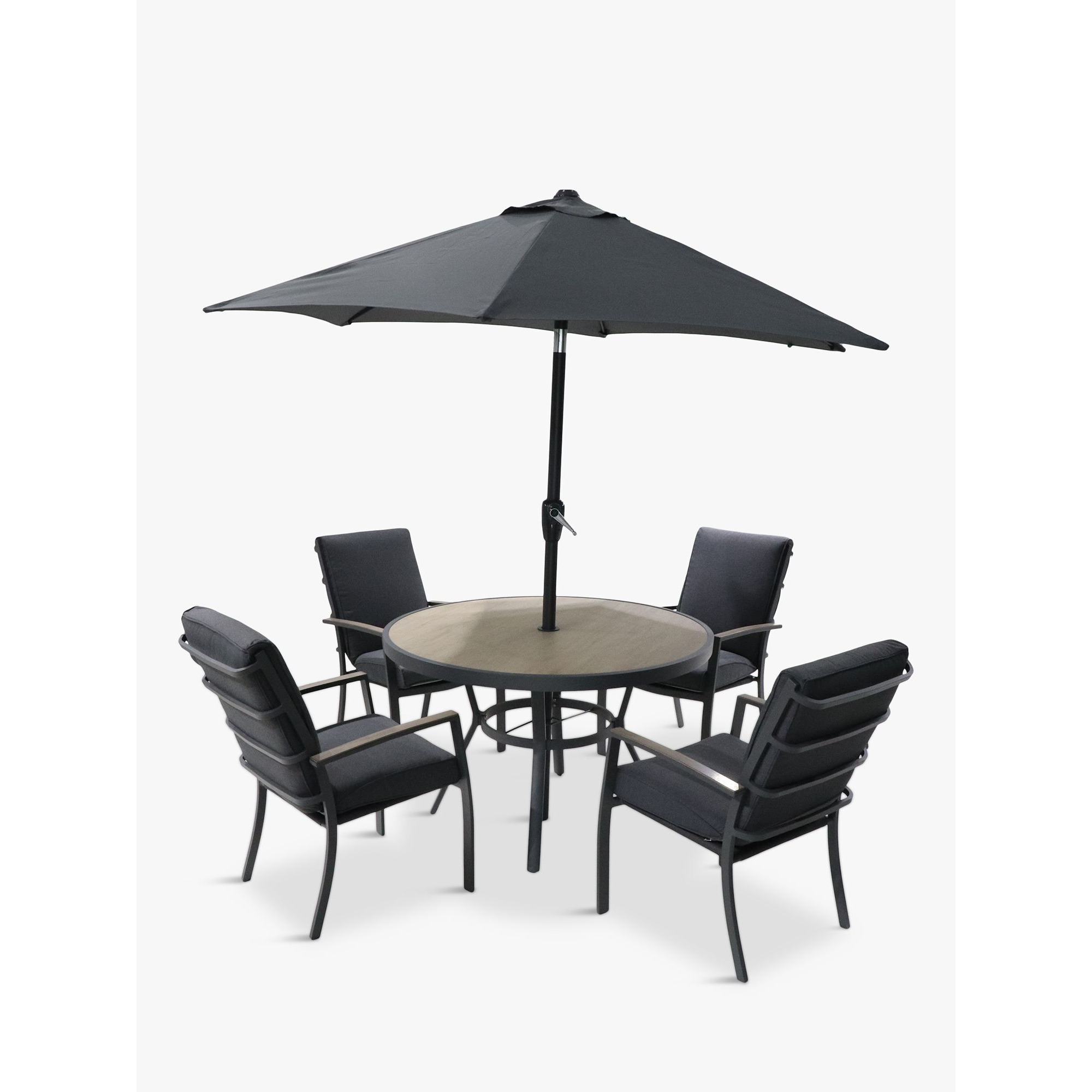 LG Outdoor Monza 4-Seater Garden Round Dining Table & Chairs Set, Grey ...