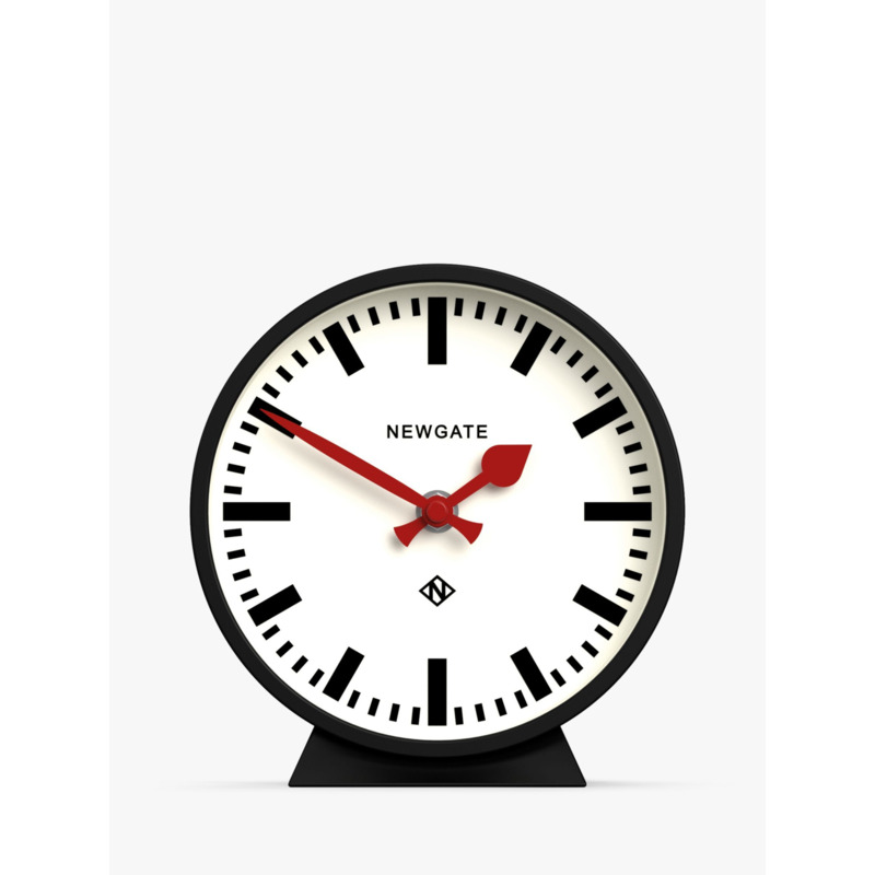 Newgate Clocks Railway Silent Sweep Round Analogue Mantel Clock, Black ...
