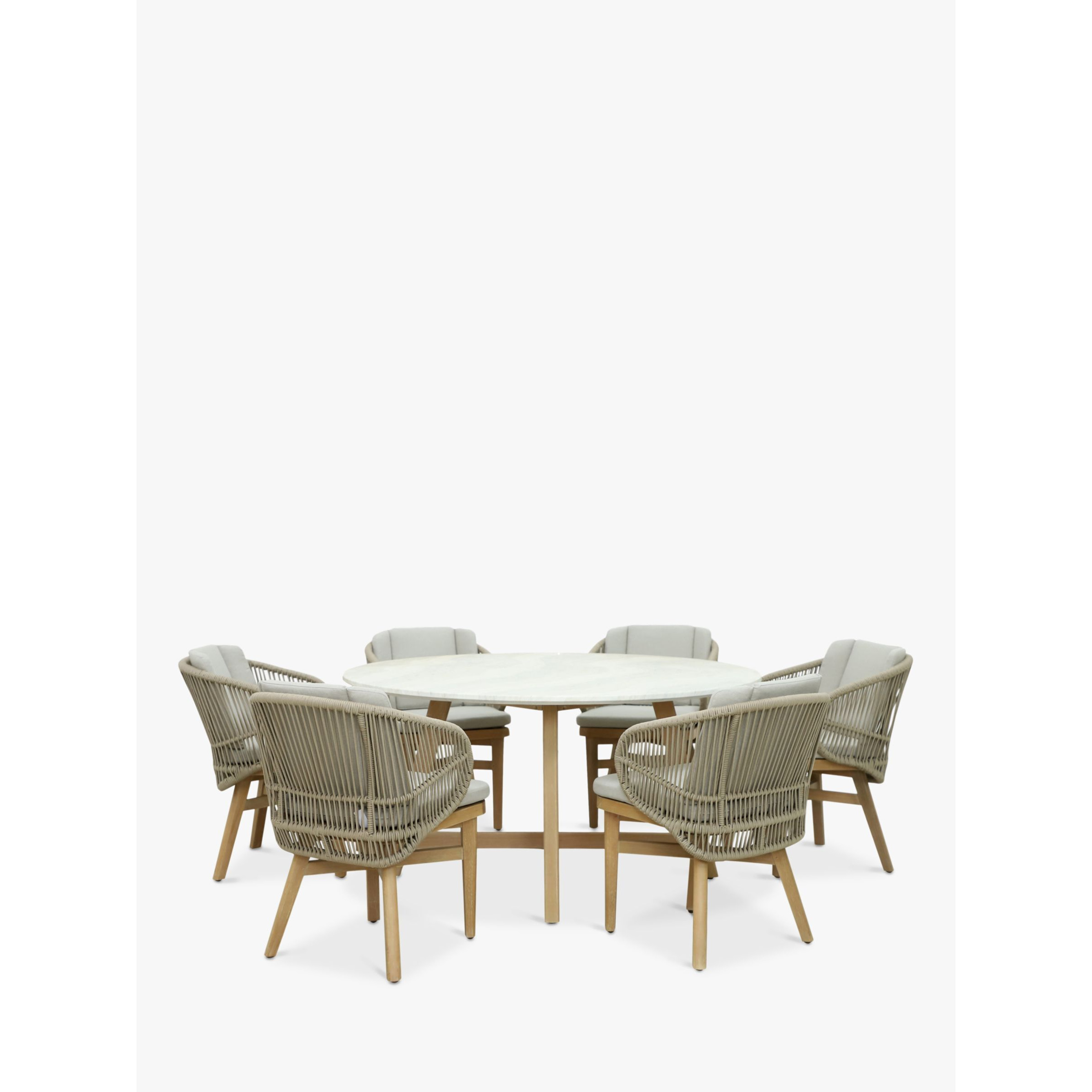 KETTLER Bali 6-Seater Round Garden Dining Table & Chairs Set, Natural ...