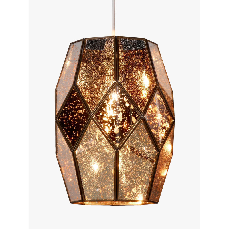 John Lewis Romy Easy-to-Fit Mirrored Glass Ceiling Shade, Gold by John ...