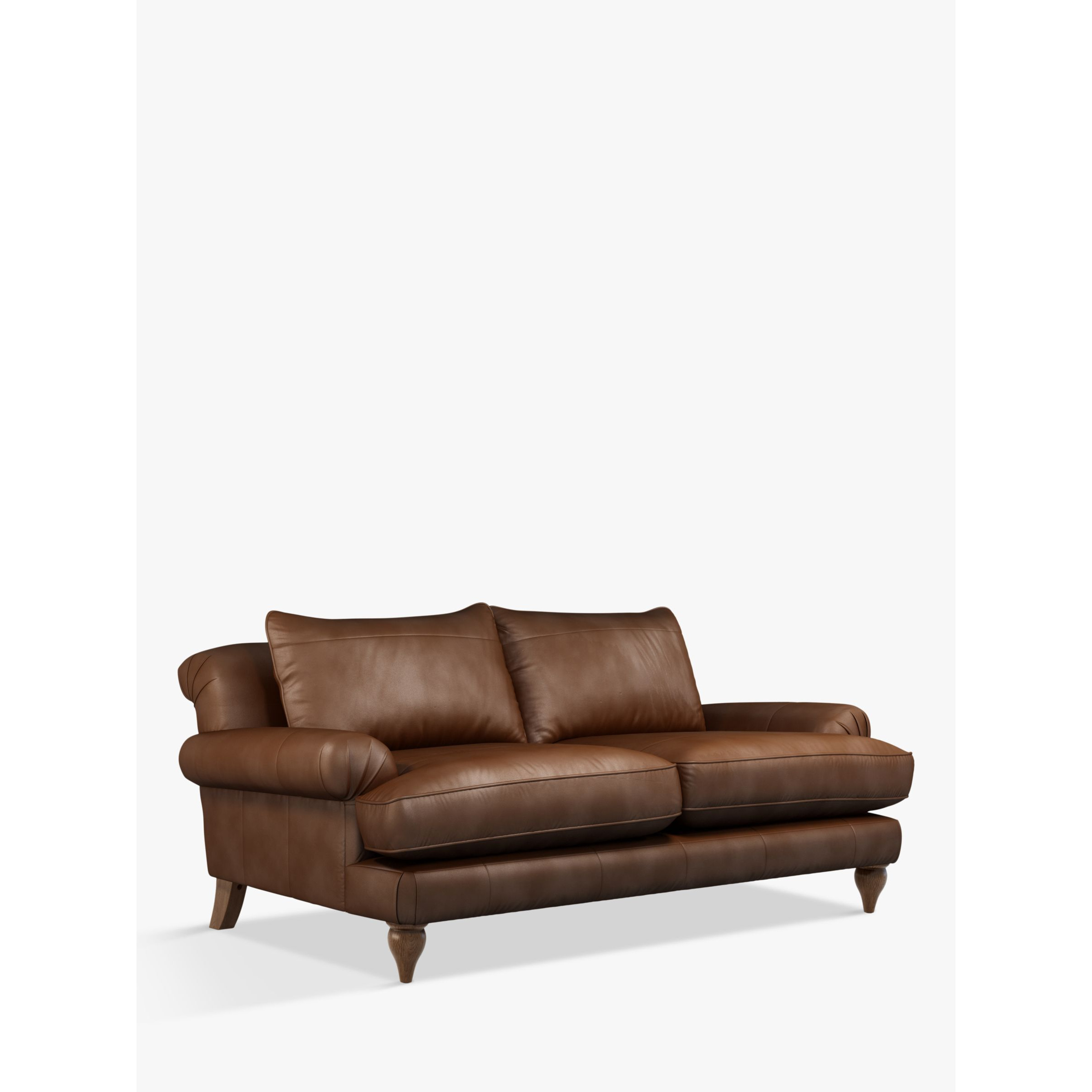John Lewis Findon Large 3 Seater Leather Sofa, Dark Leg by John Lewis ...