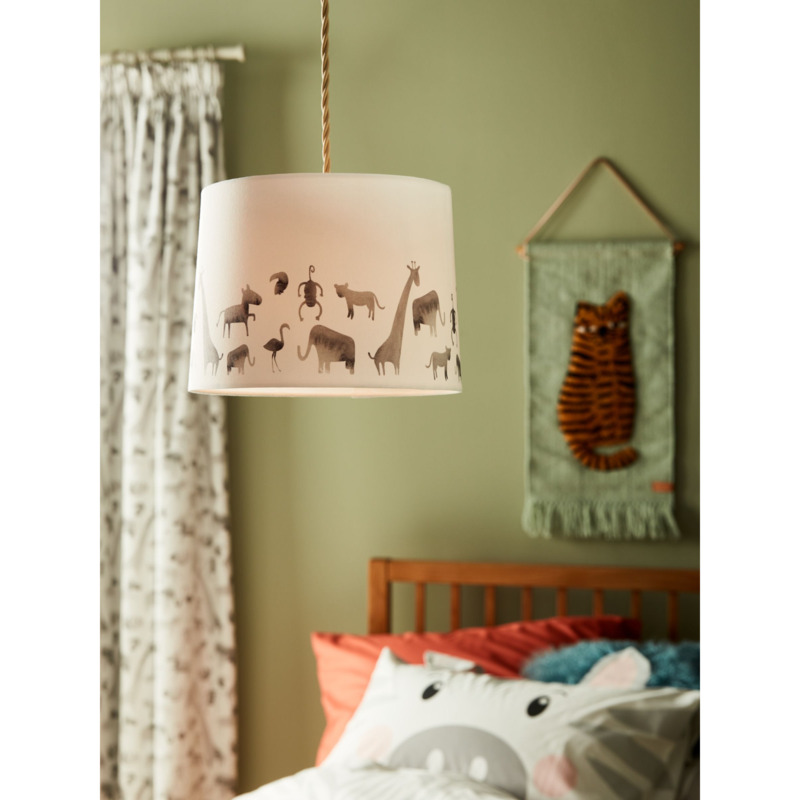 John Lewis Safari & Friends Lampshade, Grey by John Lewis & Partners ...