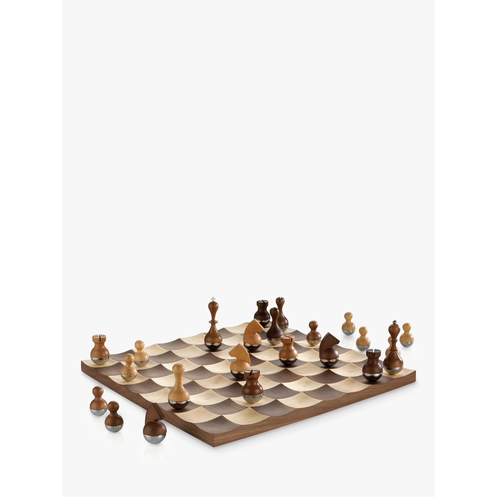 Umbra Wobble Wood Chess Set, Brown by John Lewis & Partners | ufurnish.com