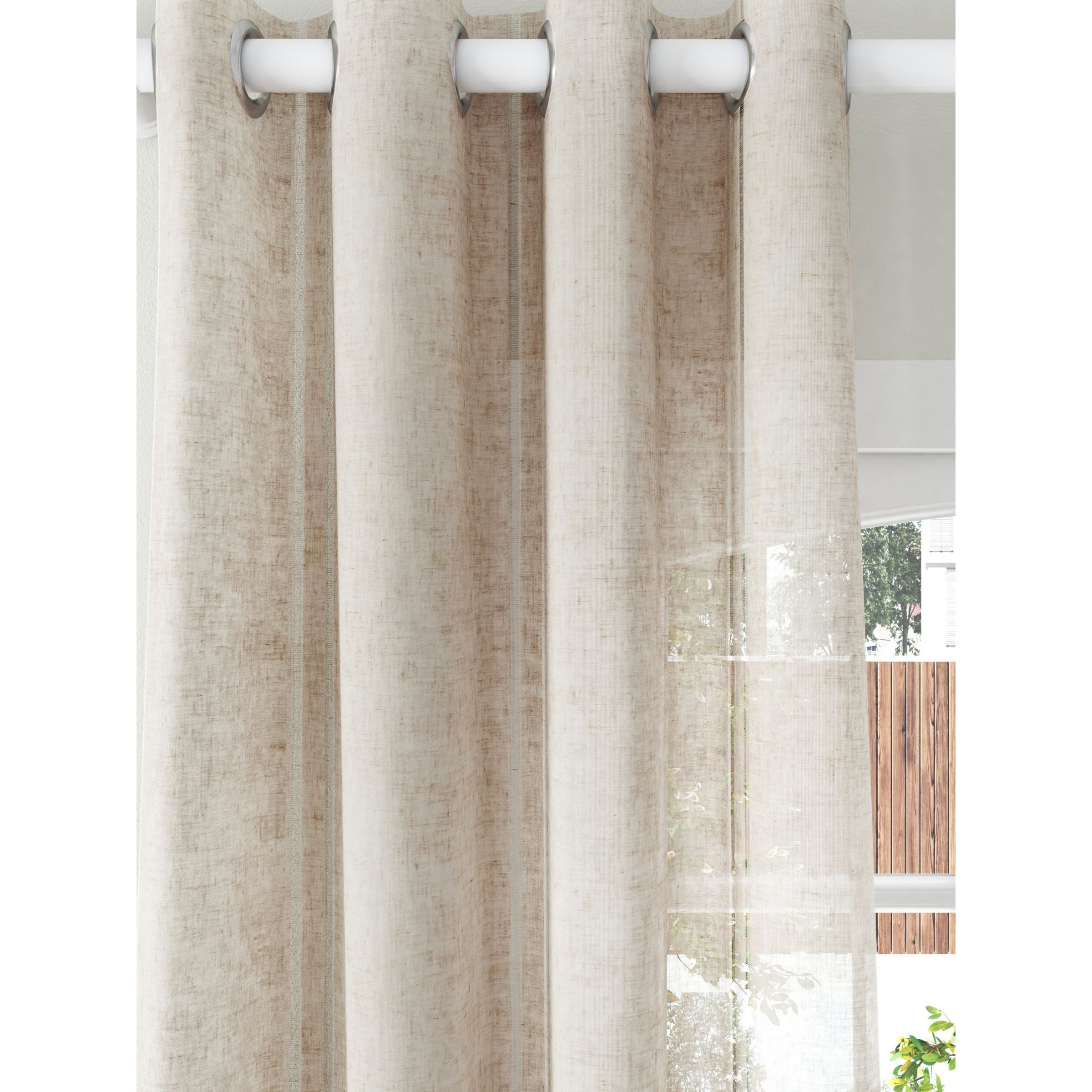 John Lewis Ladder Eyelet Voile Panel, Natural by John Lewis & Partners ...