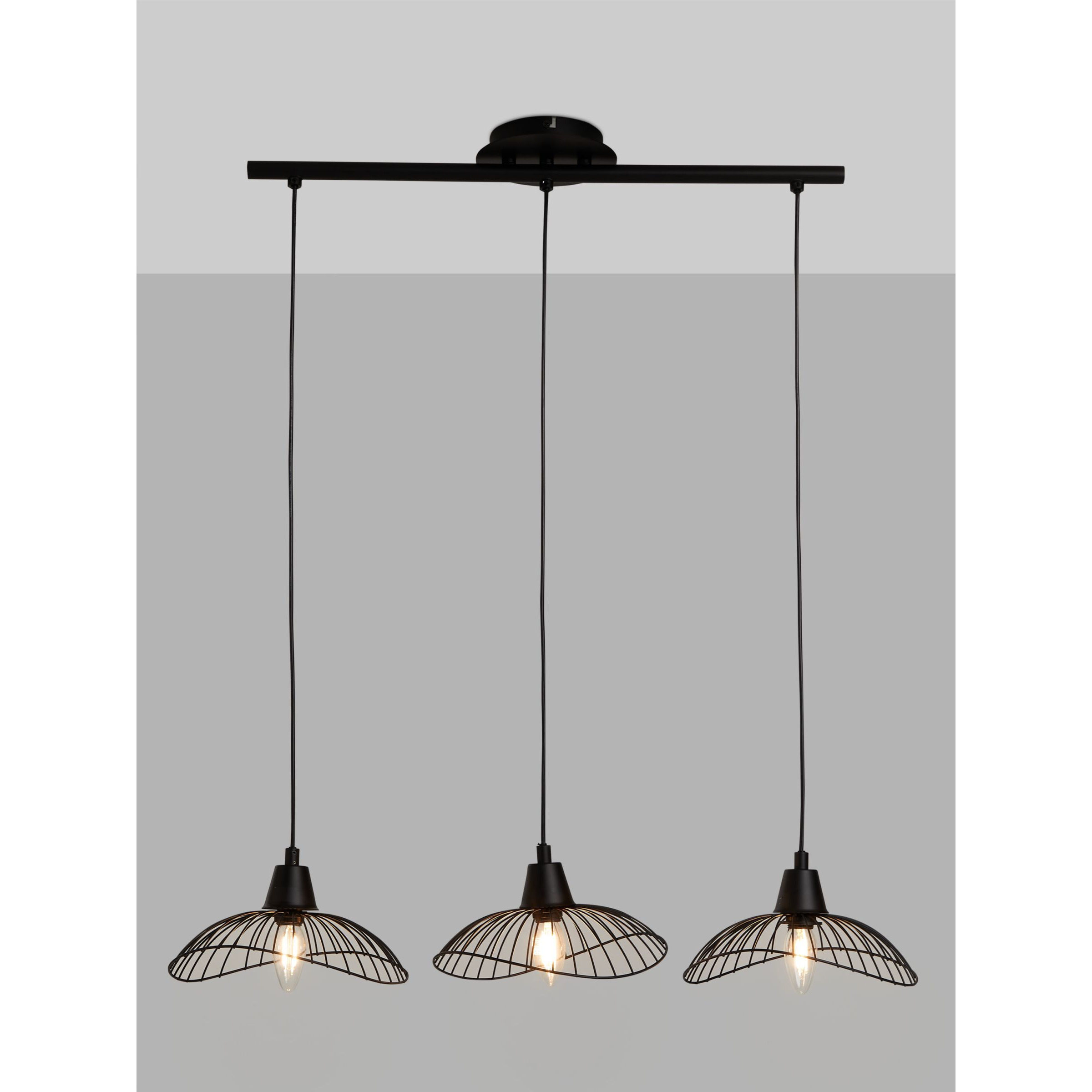John Lewis Hiko 3 Pendant Diner Ceiling Light, Black by John Lewis ...