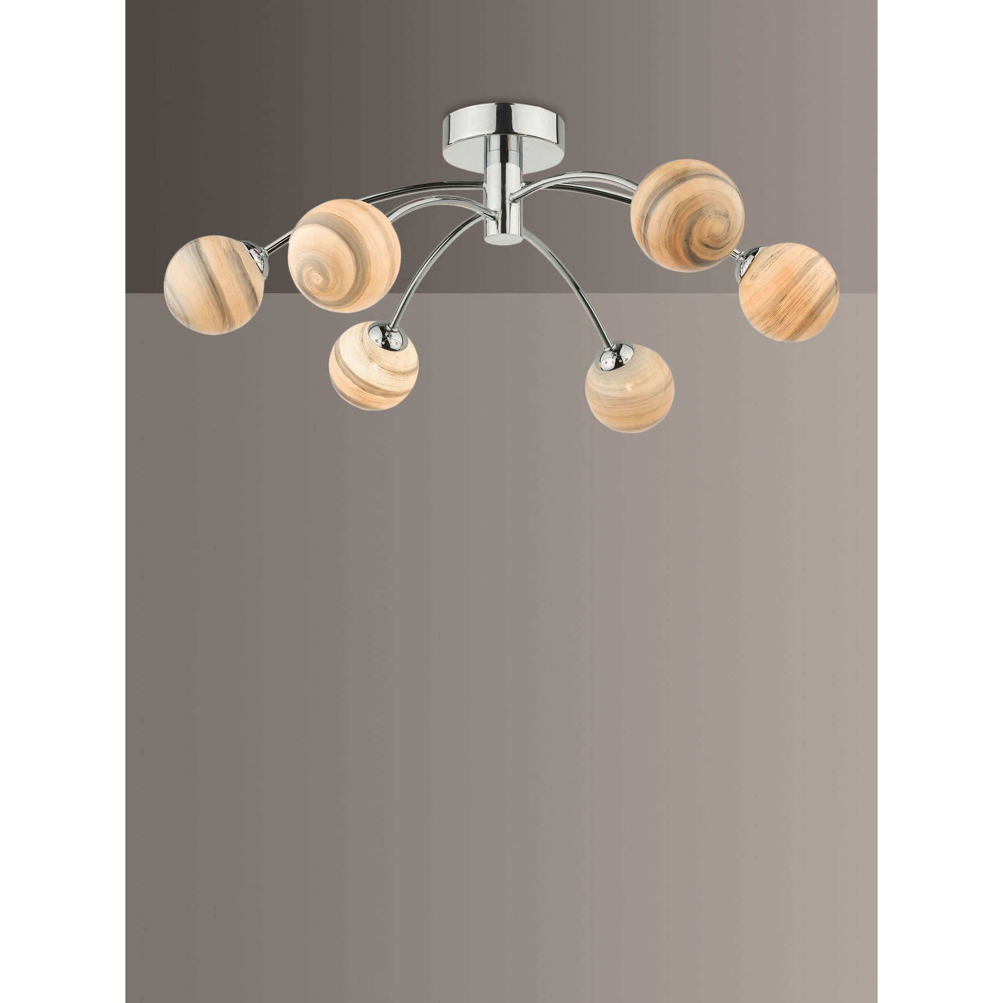 Där Mikara Glass Large Semi Flush Ceiling Light, Polished Chrome by ...