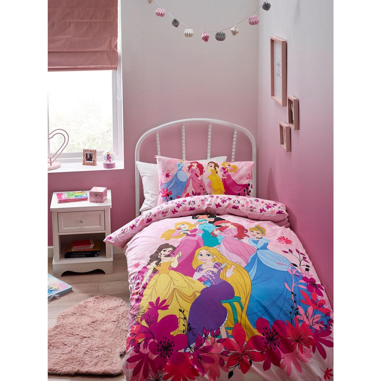 Disney Princesses Reversible Pure Cotton Duvet Cover and Pillowcase Set ...
