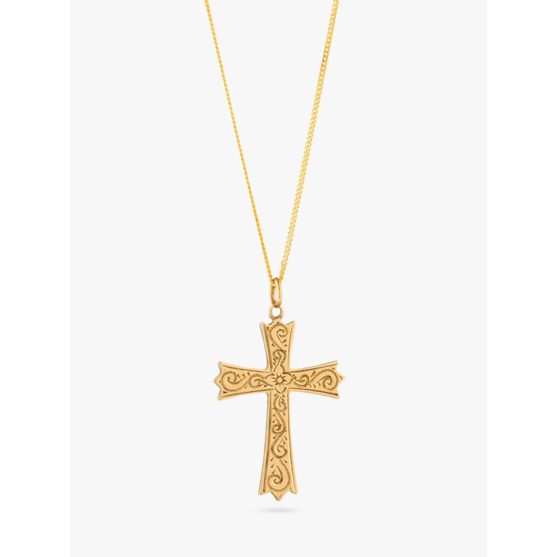 L & T Heirlooms 9ct Yellow Gold Second Hand Engraved Cross Pendant ...