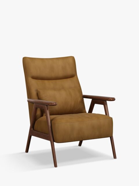 John Lewis Hendricks High Back Leather Accent Chair, Dark Leg by John ...