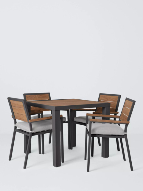 John Lewis Platform 4-Seater Wood-Effect Garden Dining Table & Chairs ...