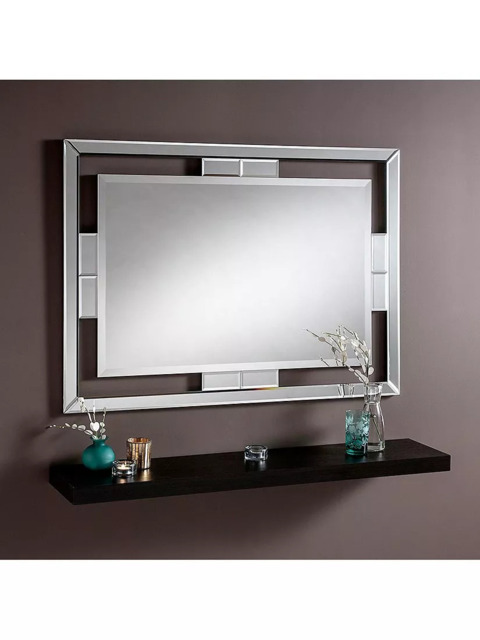 Yearn Rio Bevelled Glass Rectangular Wall Mirror, 82 x 112cm, Black by ...