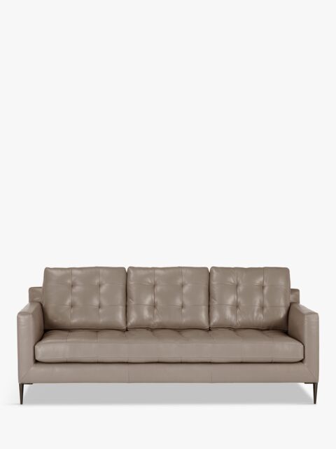 John Lewis Draper Large 3 Seater Leather Sofa, Metal Leg by John Lewis ...