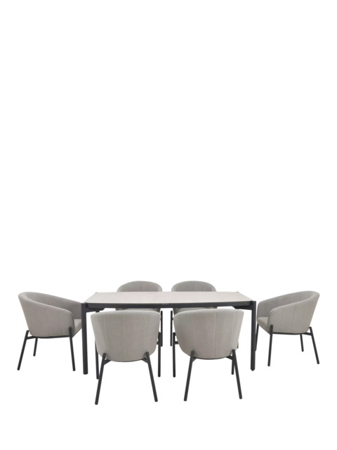 Pacific Nevada 6-Seater Rectangular Garden Dining Table & Chairs Set ...