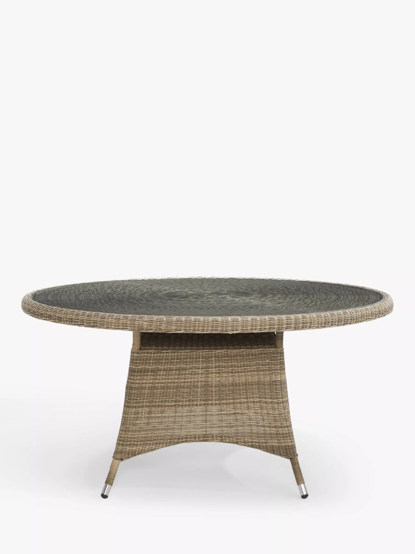 John Lewis Dante 6 Seater Round Glass Top Garden Dining Table by John Lewis Partners ufurnish