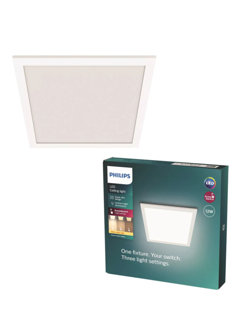 Philips SceneSwitch Touch CL560 LED 12W Square Ceiling Light, White by ...