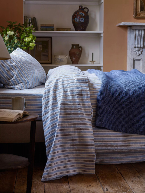 Piglet in Bed Sommerley Stripe Linen Blend Flat Sheet by John Lewis ...
