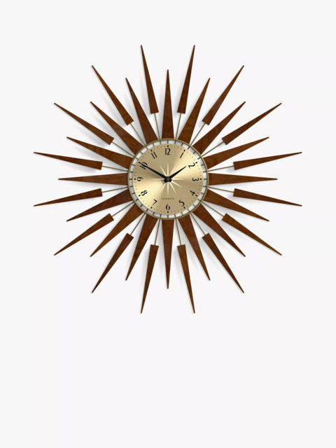 Newgate Clocks Pluto Retro Sunburst Wall Clock, Dia.65cm, Brown by John ...