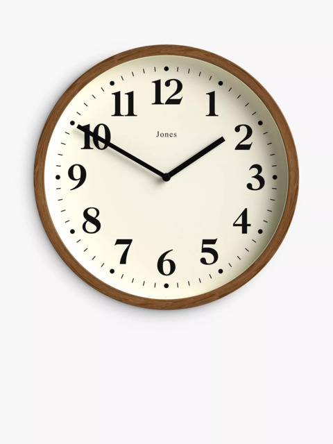 Jones Clocks Lodge Quartz Analogue Wall Clock, 25cm, Natural by John ...