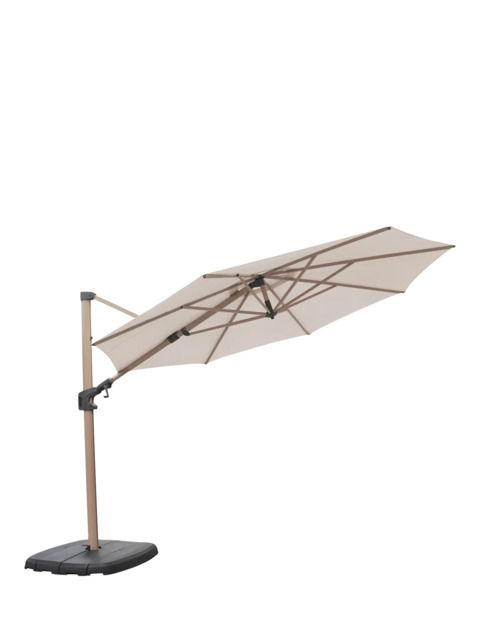 KETTLER Free-Arm Wood-Effect Wind-Up Parasol & Fillable Base Weight, 3m ...