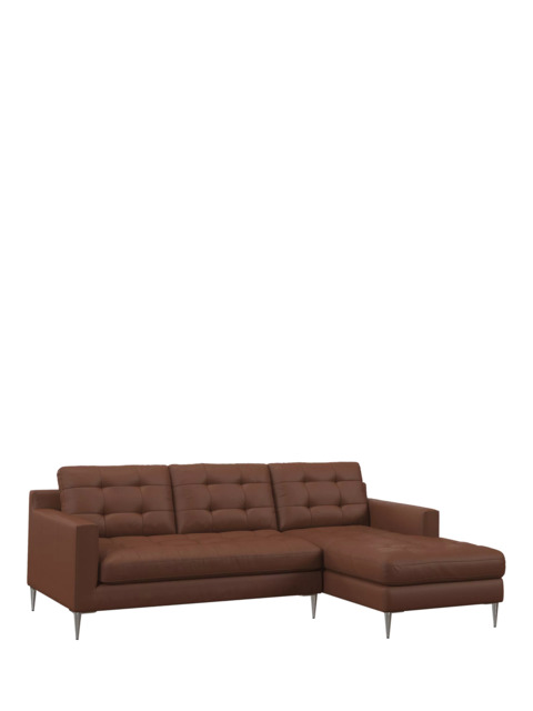 John Lewis Draper II RHF Chaise Leather Sofa, Metal Leg by John Lewis ...