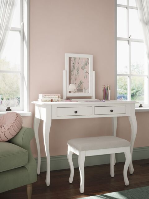 Laura Ashley Rosie Children's Dressing Table & Stool Set, Cotton White ...