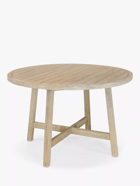 KETTLER Cora 4-Seater Round Garden Dining Table, FSC-Certified (Acacia Wood), Natural by John ...