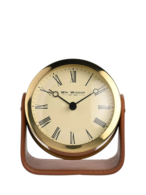 William Widdop Round Analogue Roman Numeral Mantel Clock on Stand, Gold ...