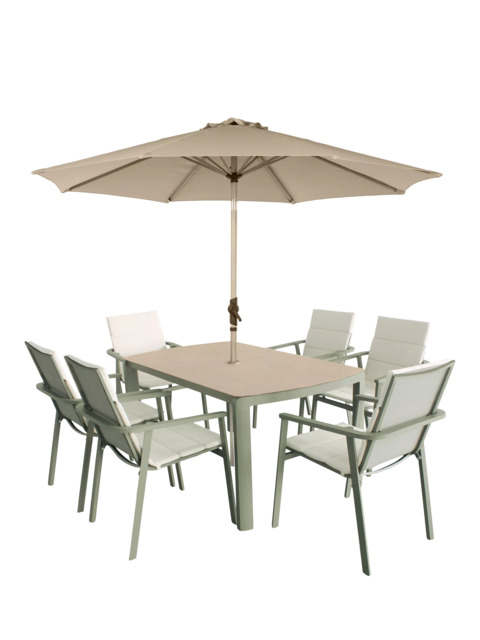 LG Outdoor Tuscany 6-Seater Rectangular Garden Dining Table & Chairs ...