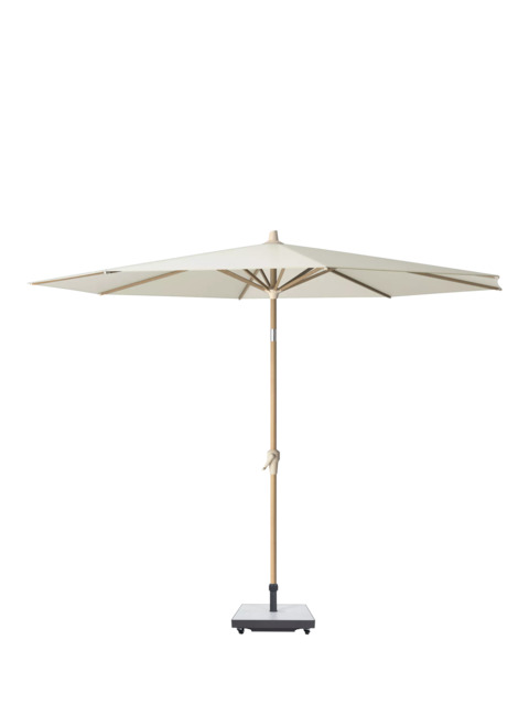 Pacific Riva Teak Wood Effect Frame Round Parasol & Base with Cover, 3m ...