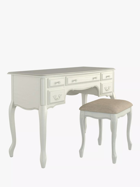 Laura Ashley Provencale 5 Drawer Dressing Table & Stool Set, Ivory by ...