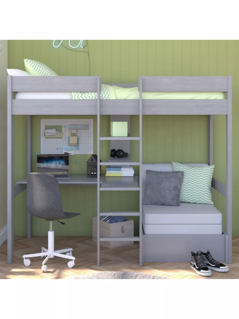 Stompa High Sleeper with Built in Desk and Chair Bed, Extra Long Single ...