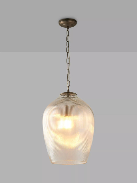 John Lewis Fulbrook Ribbed Glass Pendant Ceiling Light, Clear by John ...