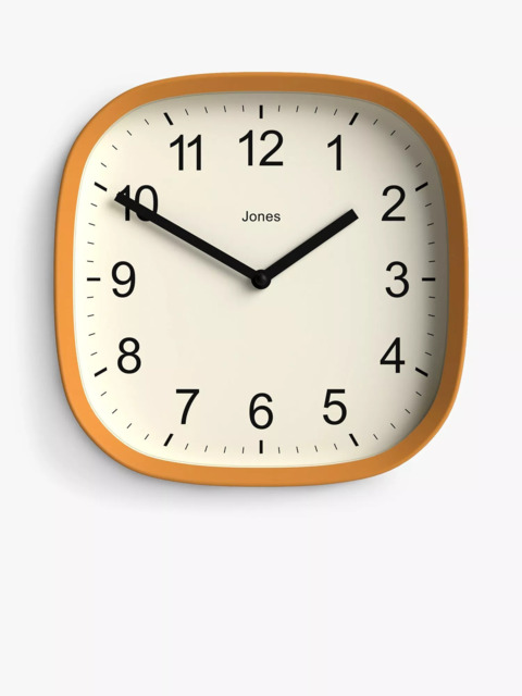 Jones Clocks Sprite Square Analogue Wall Clock, 25cm, Mustard by John ...