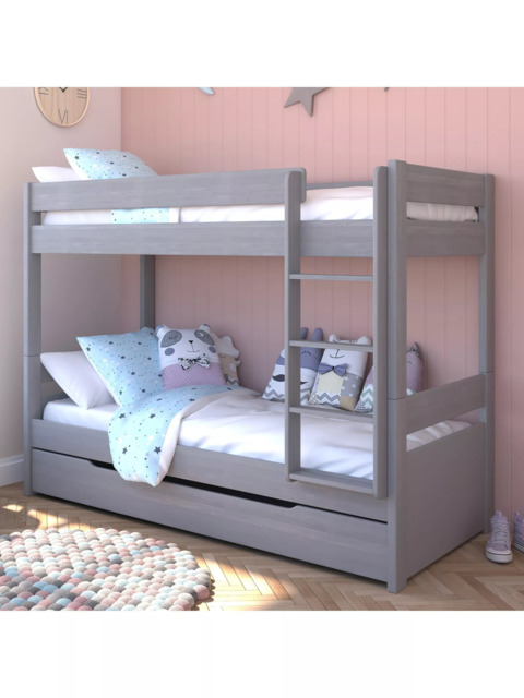 Stompa Detachable Bunk Bed with Trundle Drawer, Extra Long Single, Grey ...