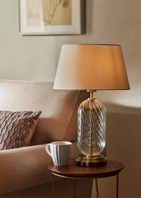 John Lewis Haverstock Glass Table Lamp, Brass by John Lewis & Partners ...