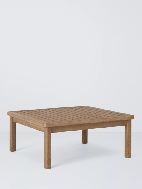 John Lewis Coast Eucalyptus Wood Square Garden Coffee Table & Cushion, Brushed Wood by John ...