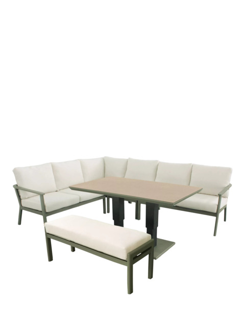 LG Outdoor Tuscany 8-Seater Corner Garden Modular Dining Set with Rectangular Height Adjustable ...