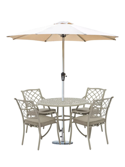 Bramblecrest Bridgewater 4-Seater Round Garden Dining Table & Chairs ...