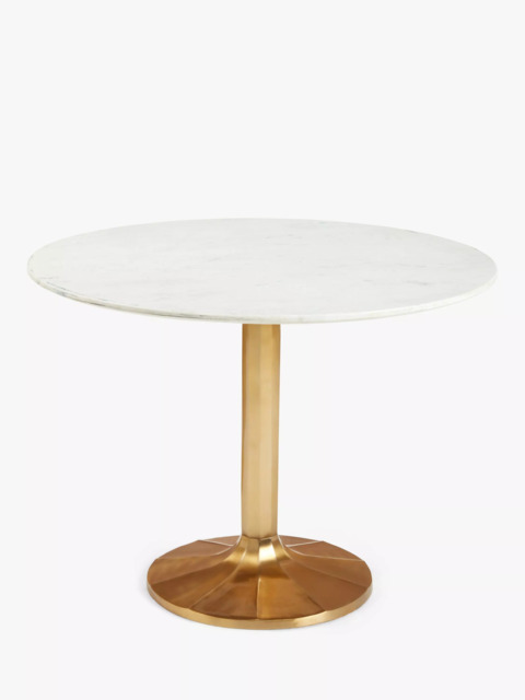 John Lewis Jewel Marble 4 Seater Pedestal Dining Table, White/Gold by ...