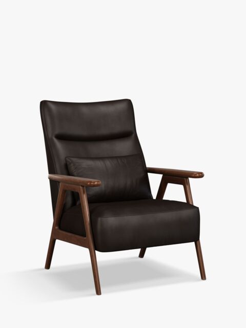 John Lewis Hendricks High Back Leather Accent Chair Dark Leg by John Lewis Partners ufurnish