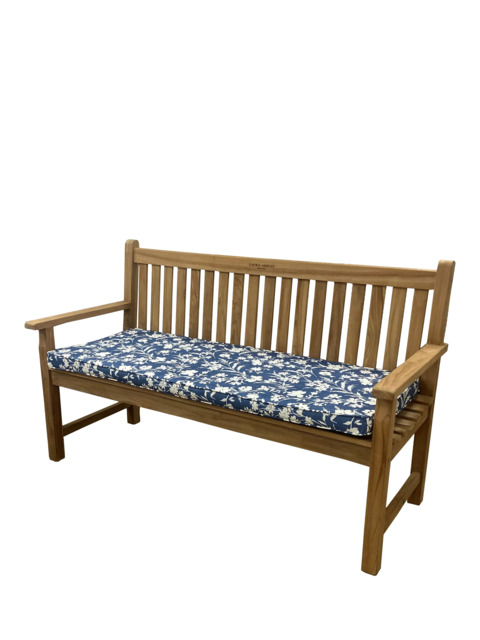 Laura Ashley Salcey 2-Seater Garden Bench with Seat Pad, FSC-Certified (Teak Wood), Rye Midnight ...