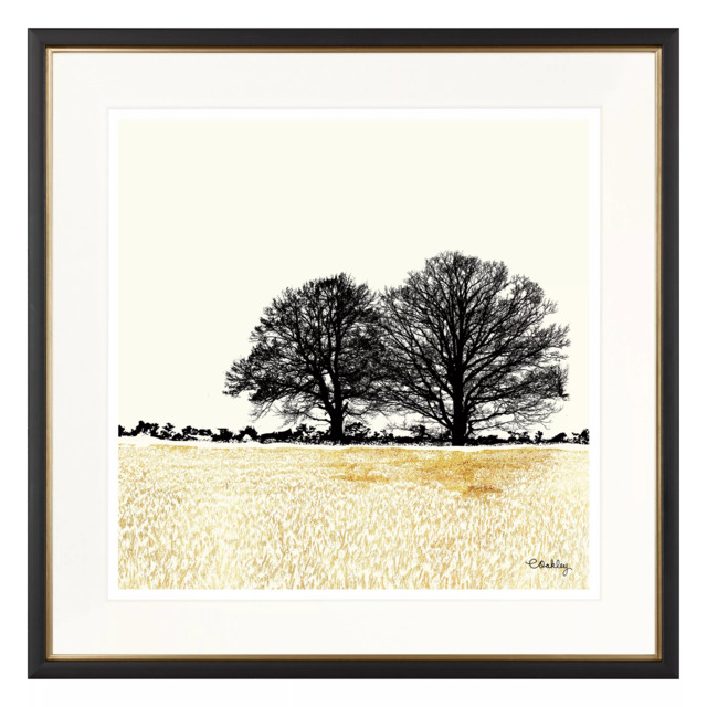 John Lewis Charlotte Oakley 'Tree Pair In Golden Field' Framed Print ...